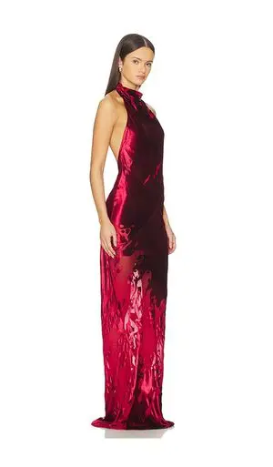 THE SEI Halter Bias Gown - Ruby