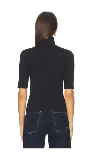 Susana Monaco Mock Neck Elbow Sleeve Top