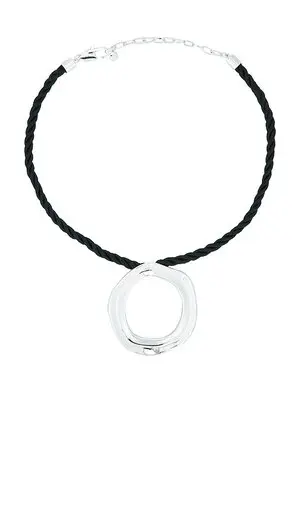 Ettika Open Circle Silk Necklace - Black & Silver