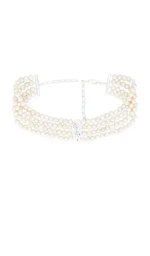 Ettika Liquid Luxe Pearl Statement Choker - Silver