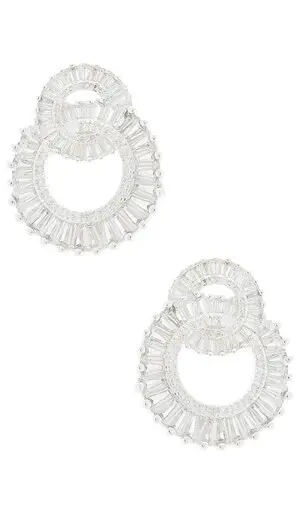 Ettika Rotating Circles Crystal Earrings - Silver