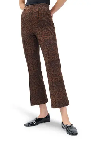 Rag & Bone Irina Print Ponte Flare Ankle Pants - Leopard