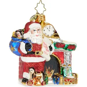 CHRISTOPHER RADKO Nice List Santa Glass Ornament - Red