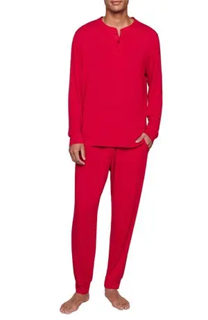 Eberjey Henry Stretch Tencel® Modal Long Pajamas - Holly Red