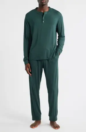 Eberjey Henry Stretch Tencel® Modal Long Pajamas - Pine
