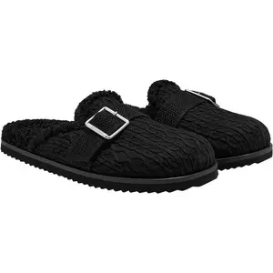 Vivaia Round-toe Wool Slippers - Black