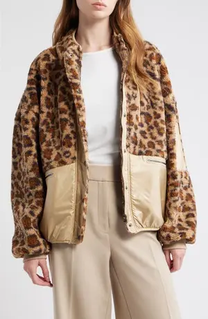 Dra Lucien Leopard Mixed Media Jacket - Cocoa Leopard