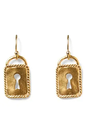 Chan Luu Mini Padlock Drop Earrings - Yellow Gold