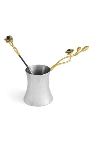 Michael Aram Anemone Coffee Pot & Spoon Set - Silver/gold
