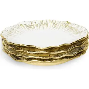 Michael Aram Anemone Set Of 4 Tidbit Plates - White/gold