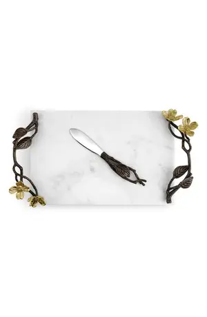 Michael Aram Dogwood Small Cheeseboard & Knife Set