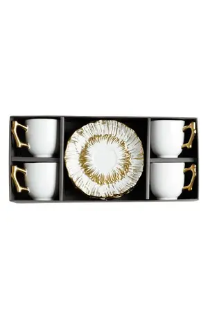 Michael Aram Anemone Demitasse Set - White/gold