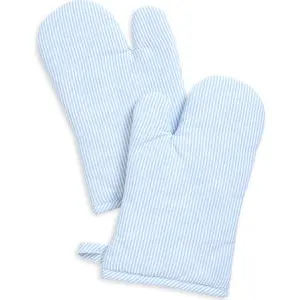 WEEZIE Set Of 2 Stripe Oven Mitts - Blue Stripe