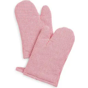 WEEZIE Set Of 2 Stripe Oven Mitts - Red Stripe