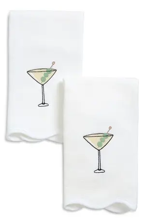 WEEZIE Set Of 2 Scallop Powder Bath Towels - Martini