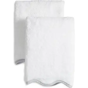 WEEZIE 2-pack Scalloped Organic Cotton Terry Hand Towels - Grey