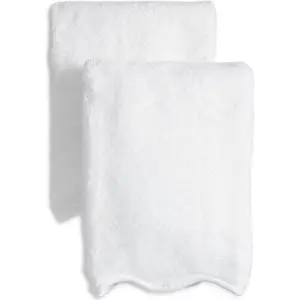 WEEZIE 2-pack Scalloped Organic Cotton Terry Hand Towels - White