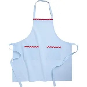 WEEZIE Rickrack Trim Stripe Apron - Blue Stripe