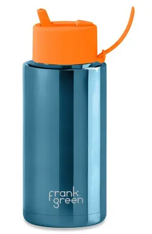 FRANK GREEN 34-ounce Water Bottle Chrome Blue/neon Orange