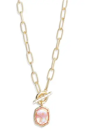 Kendra Scott Boxed Daphne Pendant Chain Necklace - Gold Pink Abalone