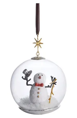 Michael Aram Snowman Snow Globe Ornament - Metallic Silver/gold