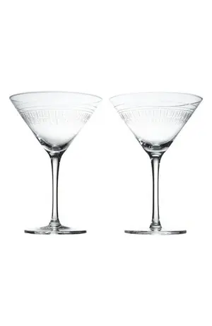 THE VINTAGE LIST Set Of 2 Crystal Martini Glasses - Ovals