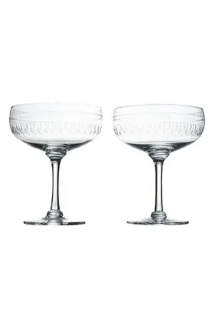 THE VINTAGE LIST Set Of 2 Crystal Cocktail Glasses - Ovals
