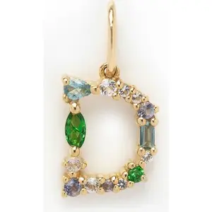 LOCAL ECLECTIC 9k Gold & Semiprecious Stone Initial Charm D