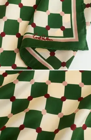 LOST PATTERN Checkerboard Silk Pocket Square - Green