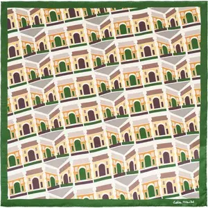 LOST PATTERN Square Arch Print Silk Bandana - Green