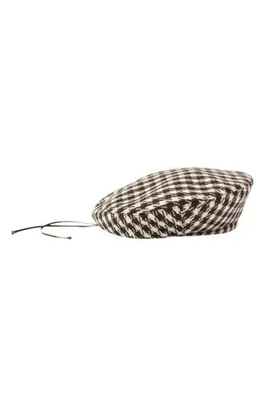 LOST PATTERN Houndstooth Beret - Mocha
