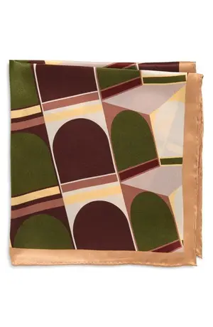 LOST PATTERN Modular Silk Pocket Square - Green