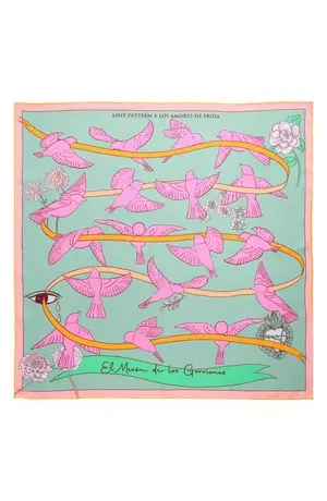 LOST PATTERN House Of Frida Silk Square Bandana - Pink