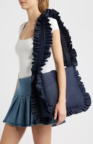 BAGGY LONDON Big Baggy Shoulder Bag - Denim