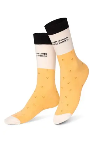 DOIY Fortune Cookie Crew Socks - Yellow