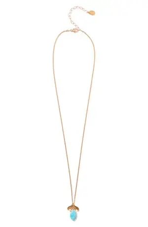 Chan Luu Petal Pendant Chain Necklace - Turquoise