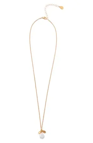 Chan Luu Petal Pendant Chain Necklace - White Pearl