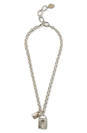 Chan Luu Double Lock Charm Necklace - Silver