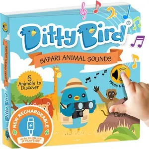 DITTY BIRD Safari Animal Sounds' Board Book - Blue Multi