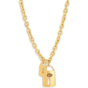 Chan Luu Double Lock Charm Statement Necklace - Gold