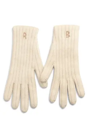 Ruslan Baginskiy Monogram Embroidered Merino Wool Gloves - Cream