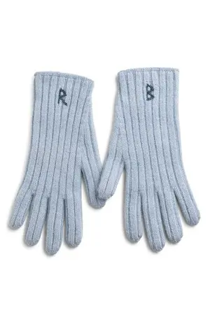 Ruslan Baginskiy Monogram Embroidered Merino Wool Gloves - Light Blue