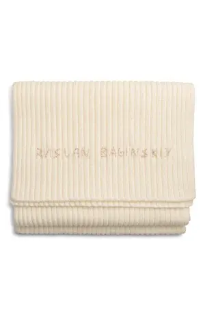 Ruslan Baginskiy Monogram Embroidered Merino Wool Scarf - Cream