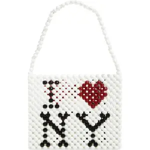 SUSAN ALEXANDRA I Love Ny Beaded Top Handle Bag - White