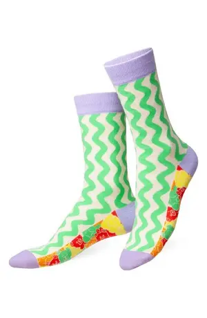 DOIY Jelly Bear Crew Socks - Green Multi