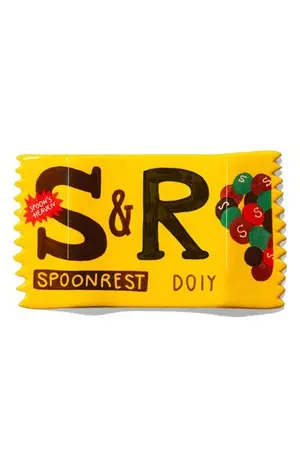 DOIY Corner Shop Collection S & R Ceramic Spoon Rest - Multi Yellow