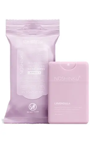 NOSHINKU Nourishing Sanitizing Spray & Wipes Clean Travel Set - Lavendula