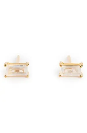 LOCAL ECLECTIC Baguette-Cut Birthstone Stud Earrings June Natural Moonstone