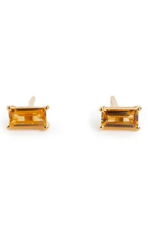 LOCAL ECLECTIC Baguette-Cut Birthstone Stud Earrings November Natural Citrine