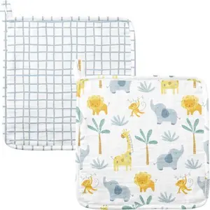 STEPHEN JOSEPH Set Of 2 Muslin Washcloths - Zoo